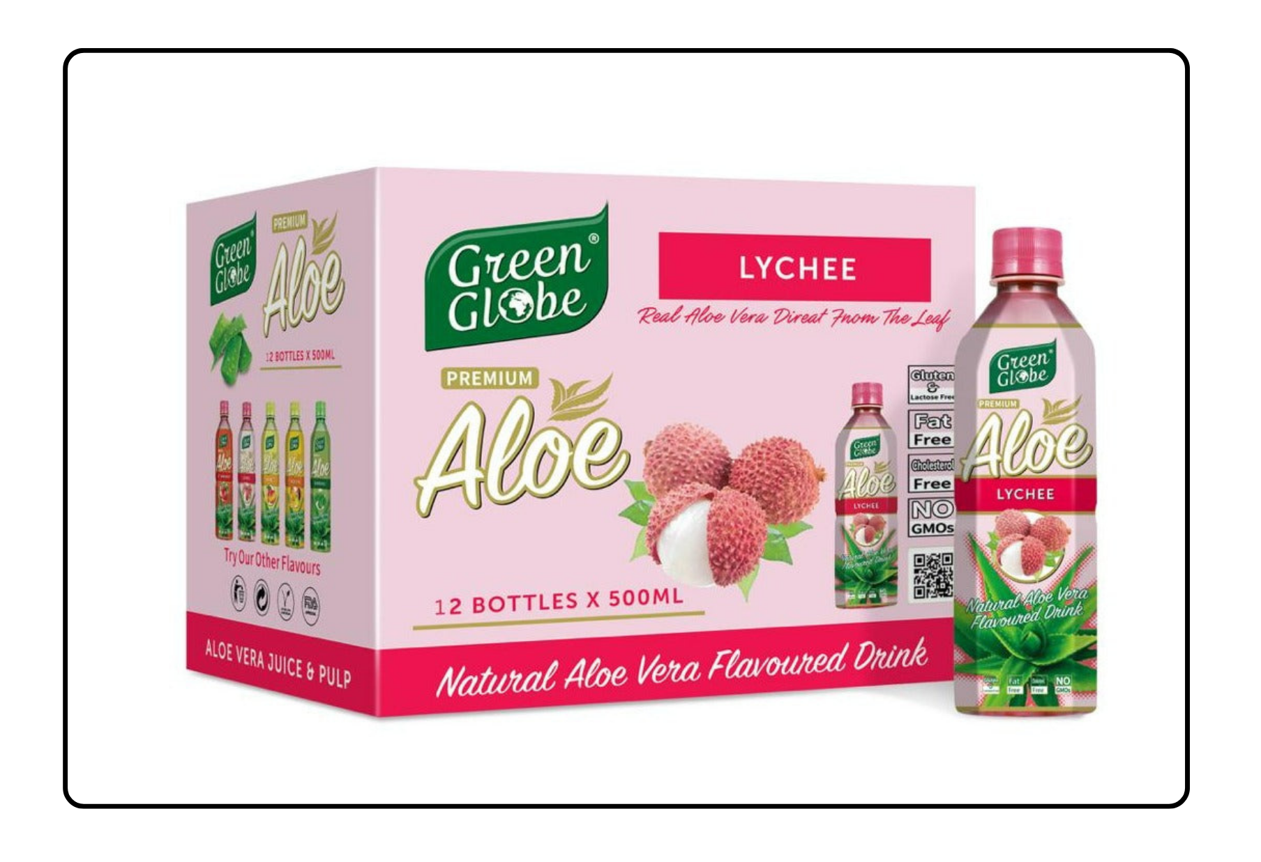 Green Globe Aloe Vera with Lychee Flavour 500ml X 20