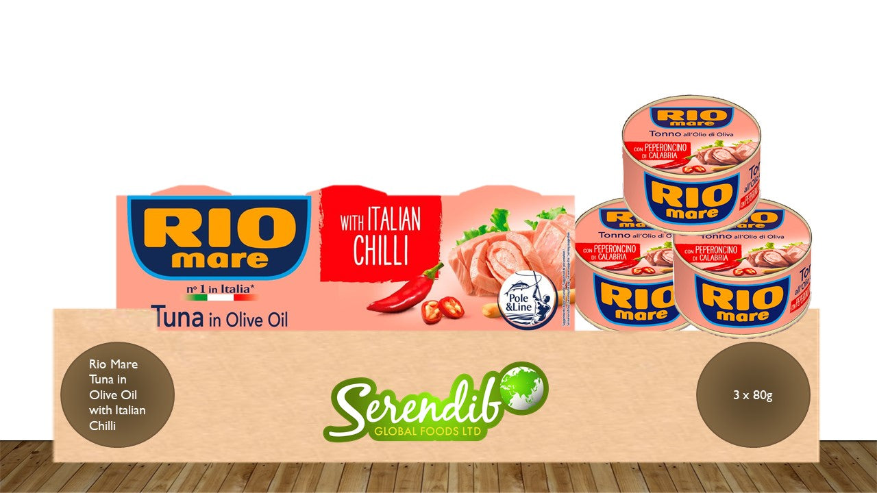 Rio Mare Tuna Fish in Olive Oil with Italian Chilli | Pack of 3 x 80g