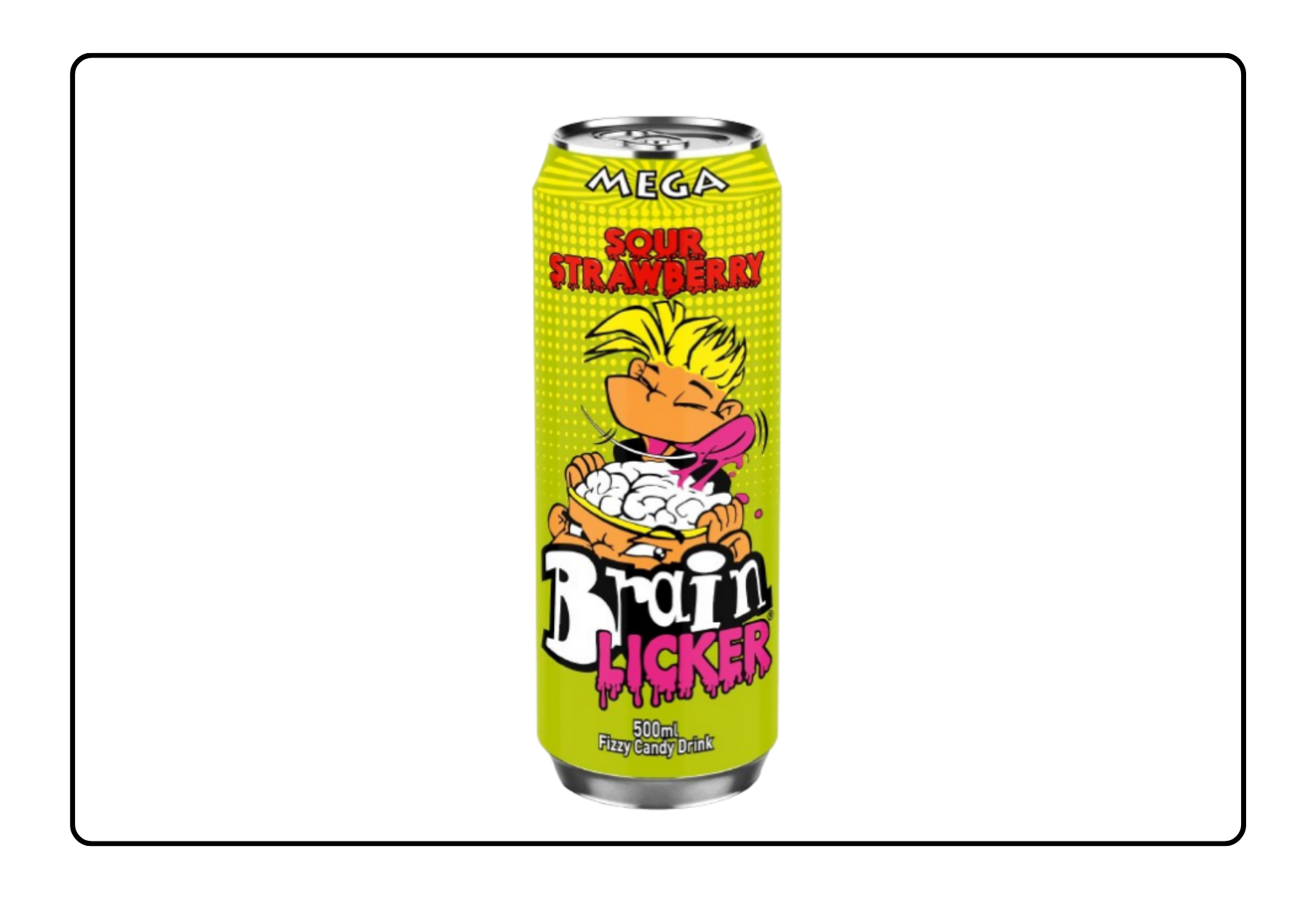 Mega Brain Licker Sour Strawberry Soft Drink 12x500ML