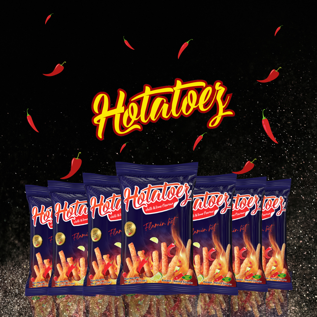 Hotatoez Chilli and Lime Flavoured Flaming hot sticks 90g X 7 Packs